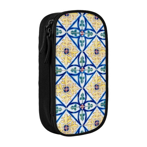 Pencil Case Seamless Tile Pattern Pen Holder Box Pouch Bag with Double ...