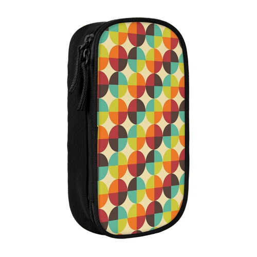 Pencil Case Retro Ceramic Pattern Pen Holder Box Pouch Bag with Double ...