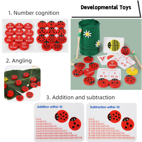 Compter les coccinelles Jouet éducatif en bois pour apprendre les maths ...