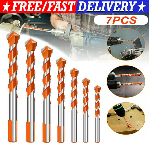7Pcs Triangle Drill Bit Set Diamond Set For Tile Concrete Brick Glass ...