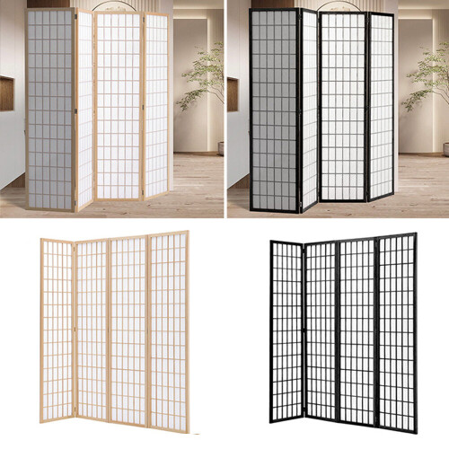4-Panel Solid Wood Folding Room Divider Screen on OnBuy