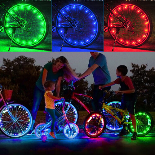 a blue LED Bike Wheel Lights Multi Color LED Bike Spoke Light IP65 Waterproof Bike Wheel Decorative Lights Bike Tyre Flash Lamp