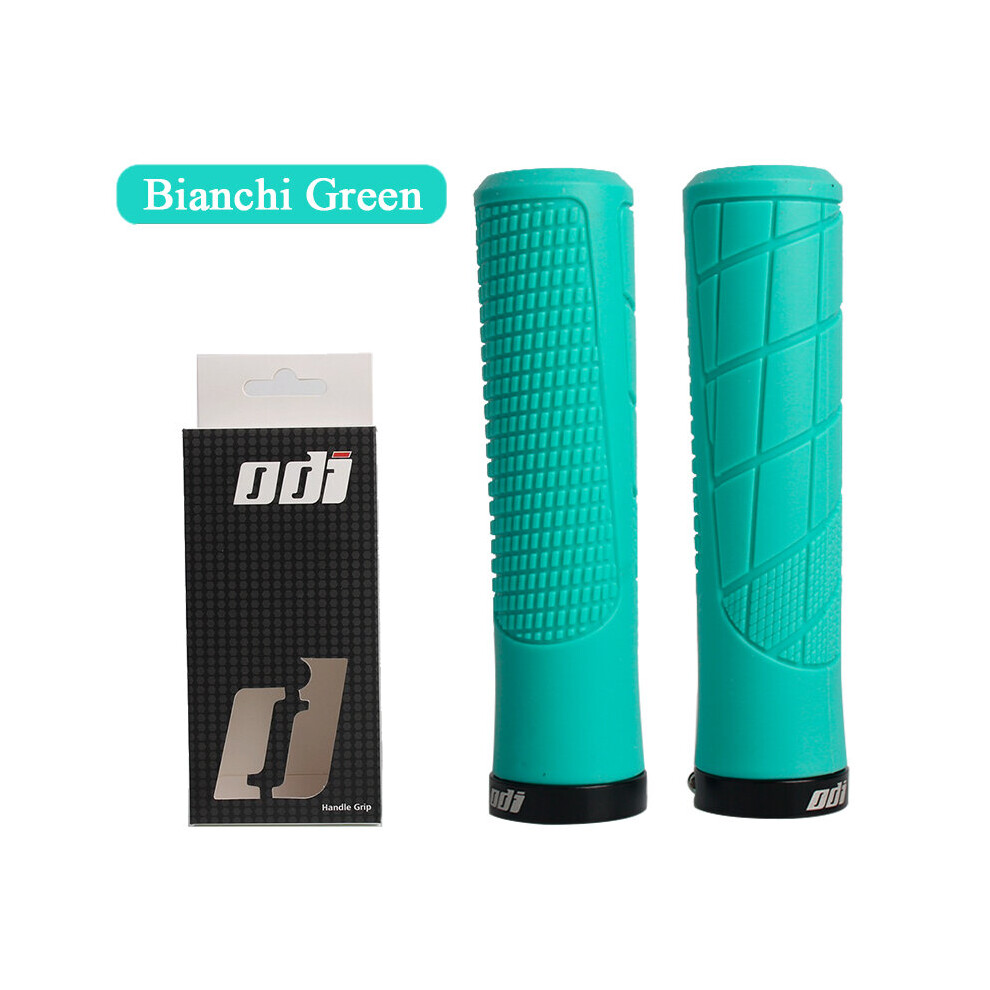 a Model1 Bianchi Green ODI Bike Handlebar Grips High Quality Mountain Bike Grips Non slip Mtb Cuffs Shock Absorption Bike Handle Bicycle Accessories