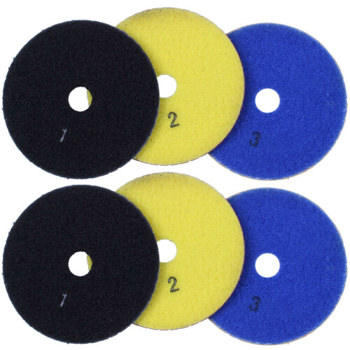 6 Pieces 100Mm Diamond Flexible Wet & Dry Polishing Pads 3 Step Floor ...