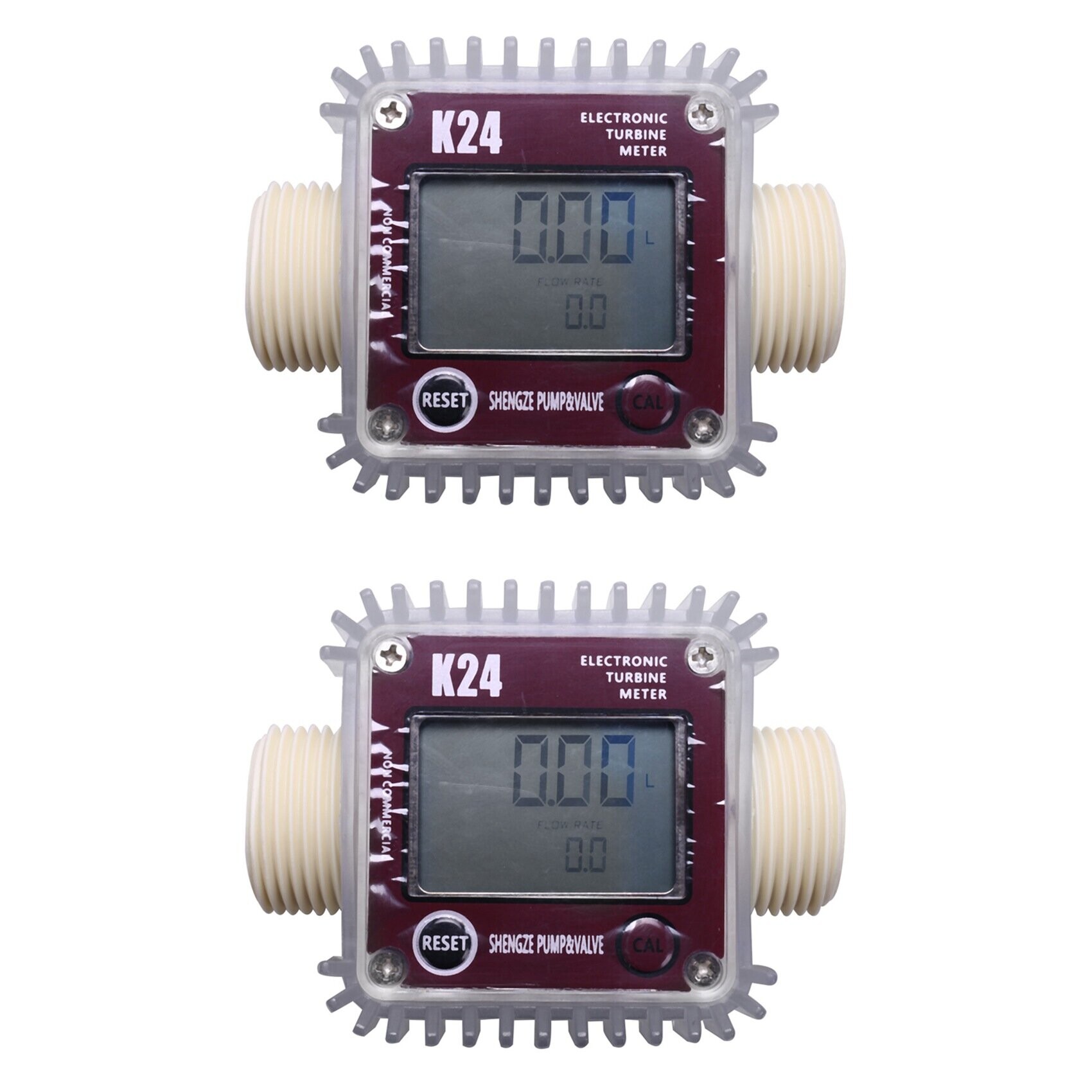 2X Digital Lcd K24 Flow Meter Turbine Fuel Flow Tester For Chemicals ...