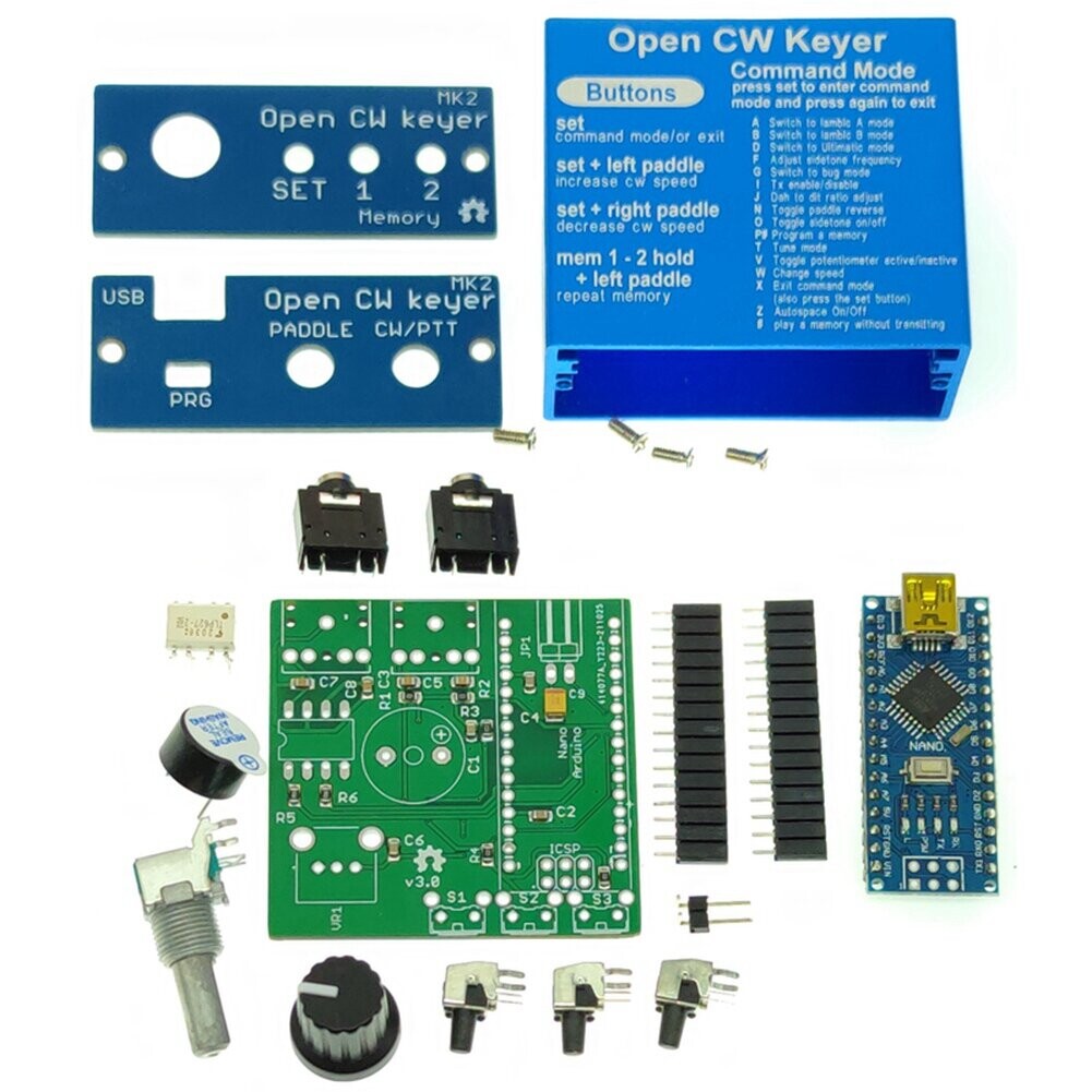 KIT CW Keyer MK2 ouvert avec boîtier métallique KIT CW Keyer MK2 ...