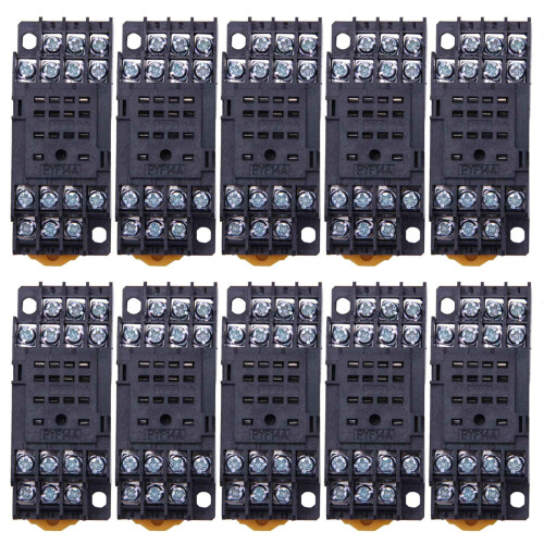10X PYF14A DIN Rail Power Relay Socket Base 14 Pin for MY4NJ HH54P MY4 ... 10X PYF14A DIN Rail Power Relay Socket Base 14 Pin for MY4NJ HH54P MY4 ...