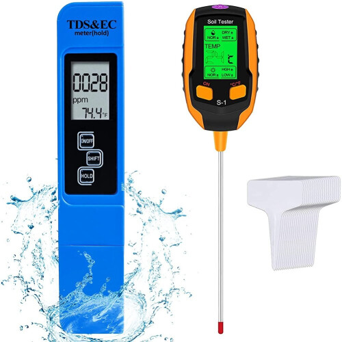 4-In-1 Soil Moisture Meter,TDS Meter and 20 Labels,for Soil PH, Moister ...