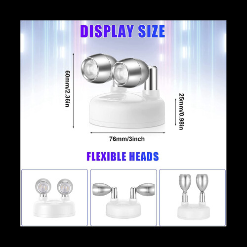 6Pcs 13 Color Battery Operated Spotlights Indoor Dual Head Wireless LED ...