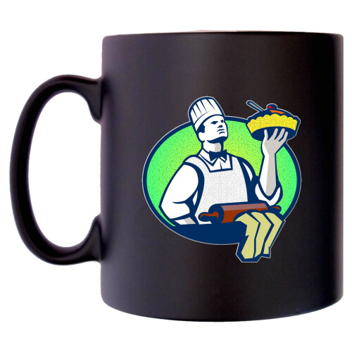 Chef Cook in Circle prensenting Dish Food Kitchen Klassek Cooking Mug ...