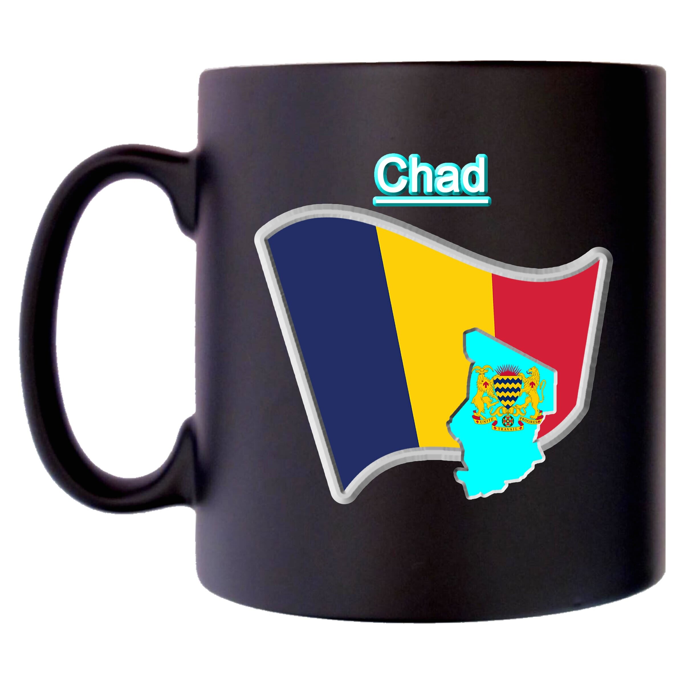 Chad Flag CHADIAN Map Klassek Mug Coffee Tea 10oz Black Satin Coat of ...