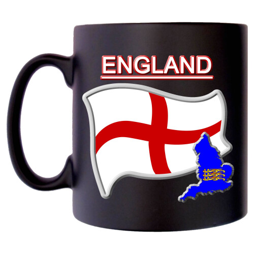 England Flag English Map Klassek Mug Coffee Tea 10oz Black Satin Coat ...