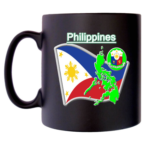 Philippines Flag FILIPINO Map Klassek Mug Coffee Tea 10oz Black Satin ...
