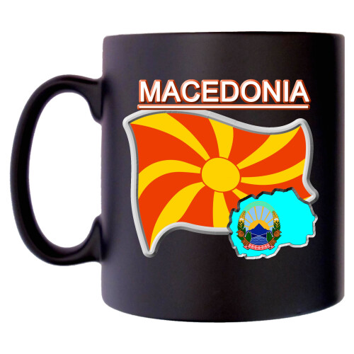 North Macedonia Flag Macedonian Map Klassek Mug Coffee Tea 10oz Black ...