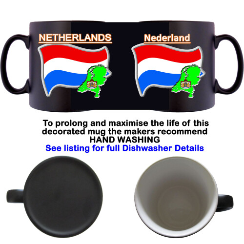 NETHERLANDS Flag Dutch Map Klassek Mug Coffee Tea 10oz Black Satin Coat ...