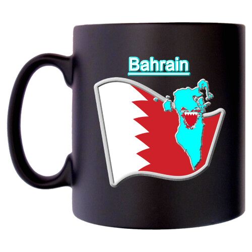 Bahrain Flag BAHRAINI Map Klassek Mug Coffee Tea 10oz Black Satin Coat ...