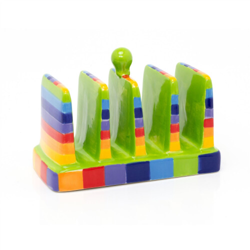 Hand Painted Rainbow Stripe Ceramic Toast Rack | Multicoloured Kitchen ...
