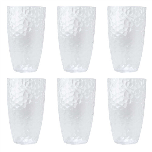 Set Of 6 Large Embossed Plastic Tumbler Glasses | Reusable Plastic ...