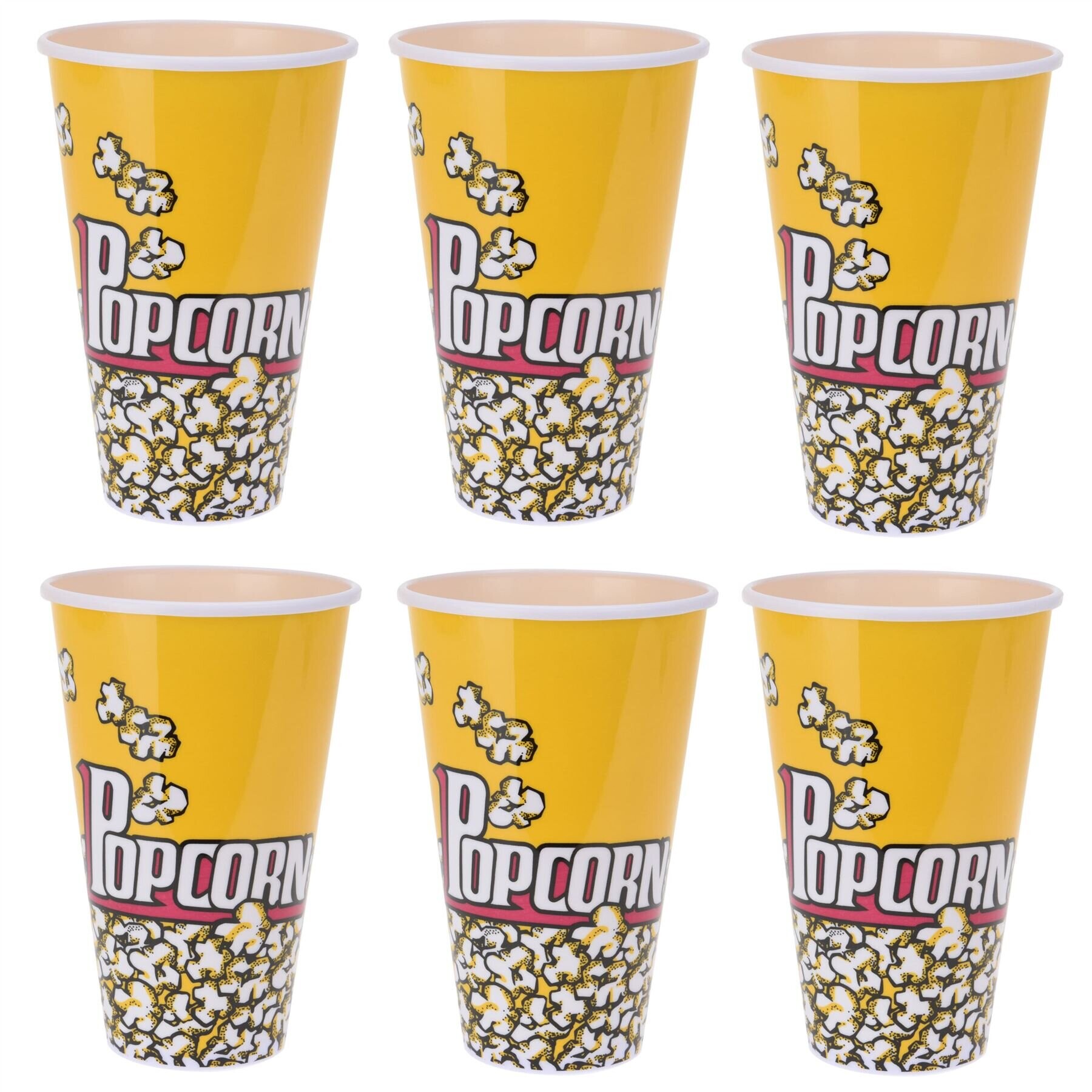 Pack Of 6 Retro Popcorn Tub Film Movie Night Party Cinema Bucket ...