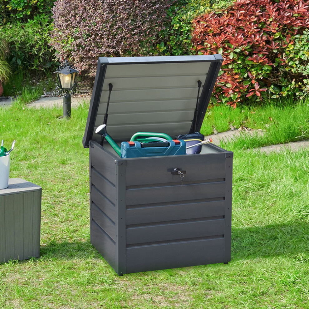 Anthracite Waterproof Metal Outdoor Garden Storage Box Lockable Flat Top 200 L on OnBuy