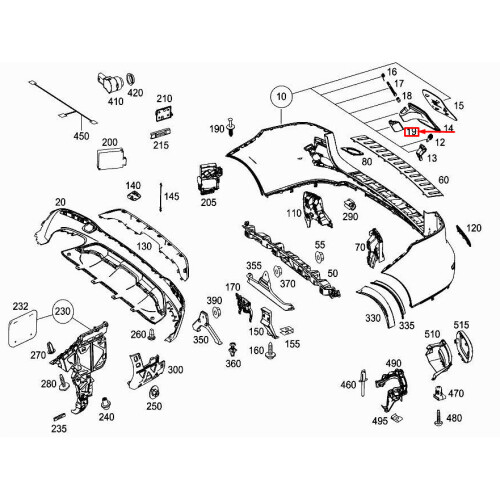 MERCEDES-BENZ GLC X253 Rear Bumper Hinge Lever Cover A2058850222 NEW ...