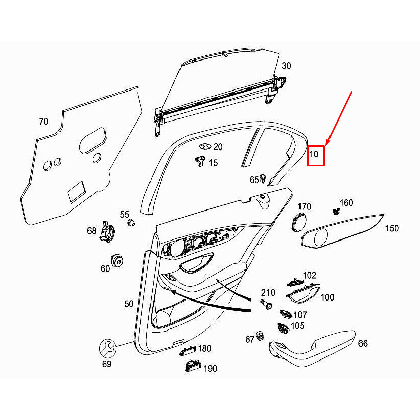 MERCEDES-BENZ GLC X253 Rear Left Door Window Frame Trim A2537370500 NEW ...