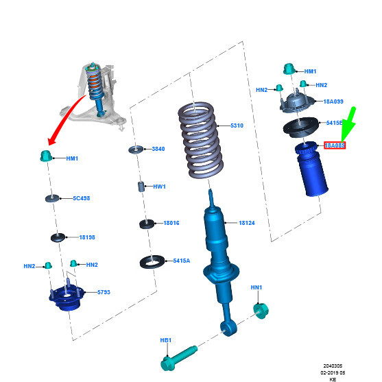 FORD RANGER T6 MK1 Front Suspension Strut Bumper 2214119 NEW GENUINE on ...