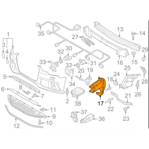 Audi A6 C7 Front Bumper Crash Bar Left Bracket 4G0807133B NEW GENUINE ...