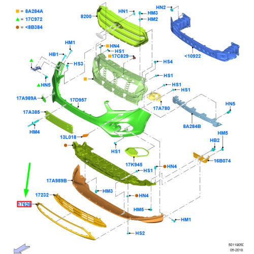 FORD KUGA MK2 C520 Front Bumper Lower Grille Surround Panel 2271808 NEW ...