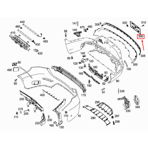 MERCEDES-BENZ GLC X253 Rear Bumper License Plate Holder A2538800544 NEW ...