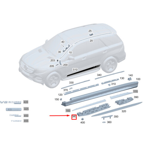 MB GLE W167 Front Left Side Skirt Mounting Rail A1676981701 NEW GENUINE ...