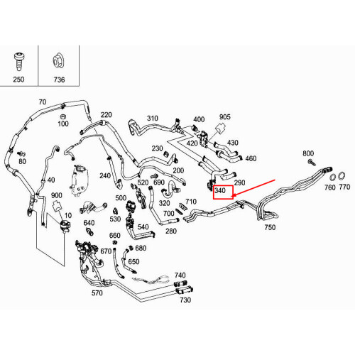 MERCEDES-BENZ S W222 Heat Exchanger Feed Hose A2228301696 NEW GENUINE ...