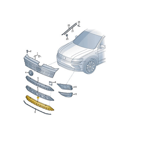 VOLKSWAGEN TIGUAN AD1 Front Bumper Lower Center Grille 5NN853671C9B9 ...