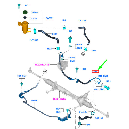 FORD RANGER T6 MK1 Power Steering Hose LHD AB31-3A719-KD 1793604 NEW ...
