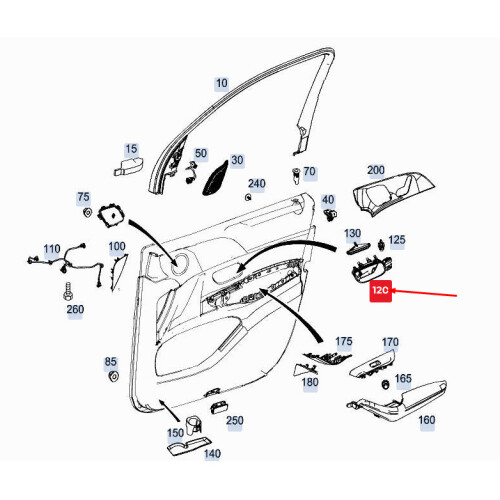 MERCEDES-BENZ GLE W167 Left Inner Opening Handle A1677601900 NEW ...