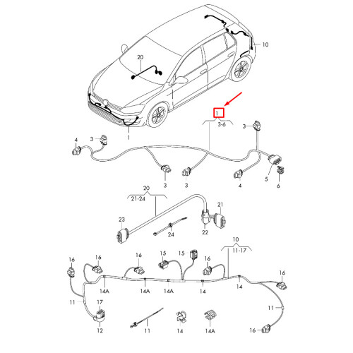 VW GOLF MK7 Front Bumper Wiring Set 5G0971095J NEW GENUINE on OnBuy