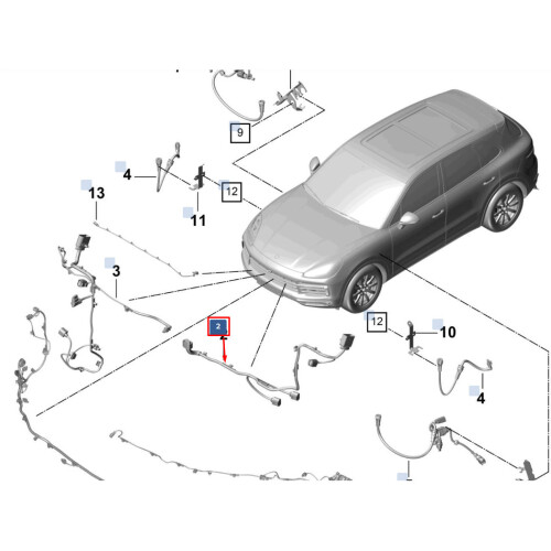 PORSCHE CAYENNE 9Y0 Front Bumper Left Wire Set 9Y0971073J NEW GENUINE ...
