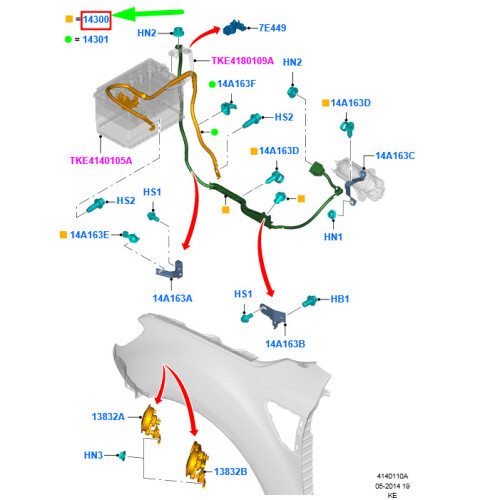 FORD RANGER T6 MK1 Positive Battery Cable AB39-14300-AF 1942930 NEW ...
