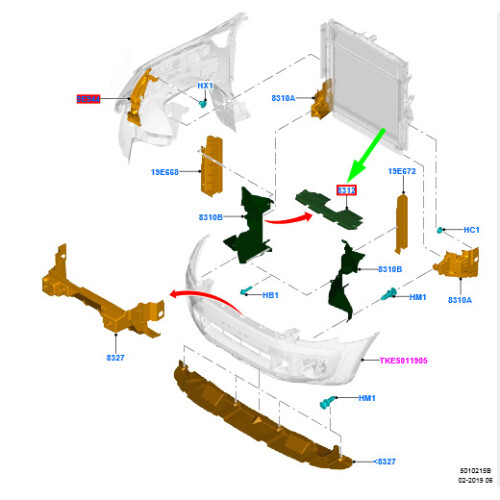 FORD RANGER T6 MK1 Front Upper Air Deflector JB3B-8312-DA 2527563 NEW ...