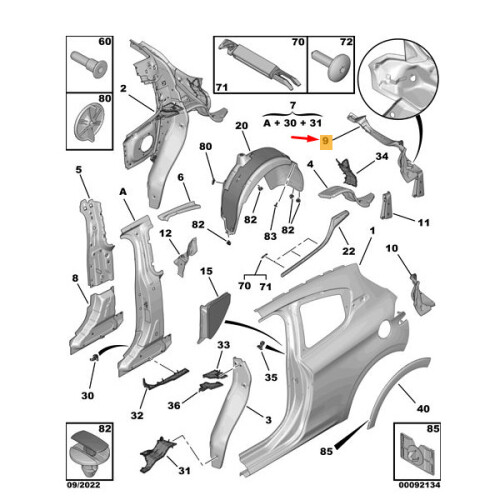 PEUGEOT 208 MK1 A9 Rear Right Wing Drip Moulding 1607481980 NEW GENUINE ...