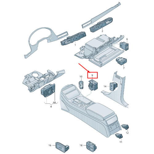 AUDI A8 4H Electronic Parking Brake Switch LHD 4H1927225B NEW GENUINE ...