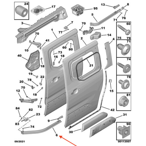 CITROËN BERLINGO K9 Rear Left Sliding Door Lower Rail 9816966680 NEW ...