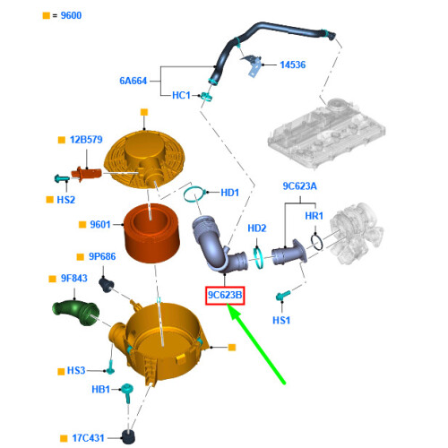 FORD RANGER T6 MK1 Air Cleaner Air Hose Duct AB39-9C623-AG 2302982 NEW ...