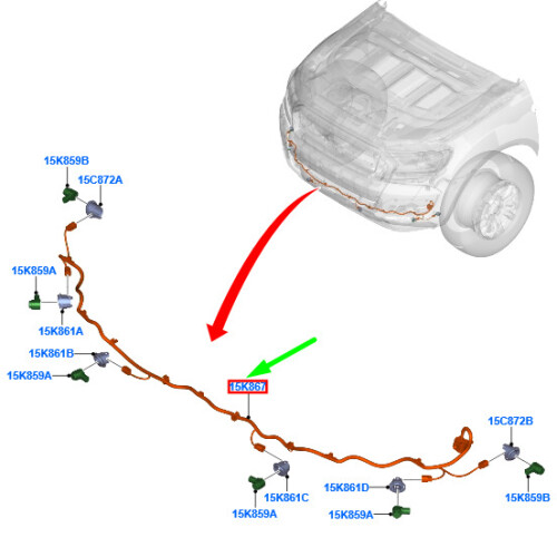 FORD RANGER T6 MK1 Front Parking Aid Wiring JB3T-15K867-BE 2427482 NEW GENUINE on OnBuy