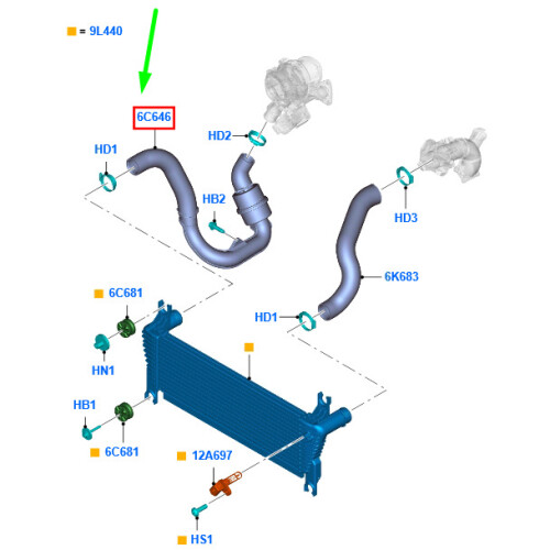 FORD RANGER T6 MK1 Intercooler Air Duct 5218410 AB39-6C646-CC NEW ...