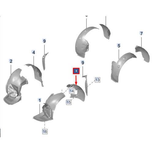 PORSCHE 911 992 Carrera Front Left Inner Fender Rear Part 992805911C ...