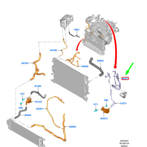 FORD MONDEO MK5 Cooling System Hose Assy LHD 2378391 J1G3-8A577-AE NEW ...
