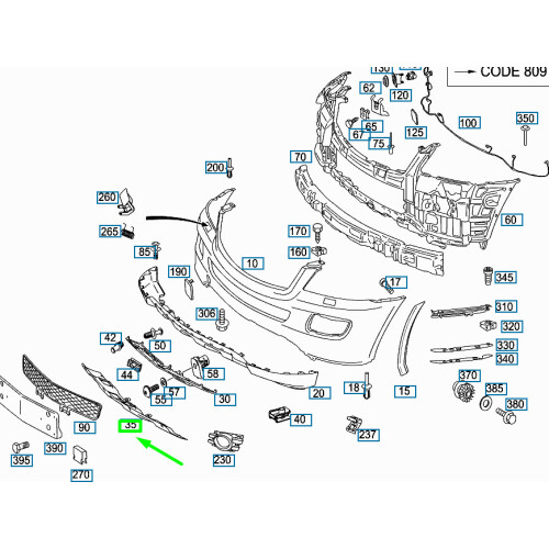MERCEDES-BENZ GL X164 Front Bumper Bottom Center Cover A1648850422 NEW ...