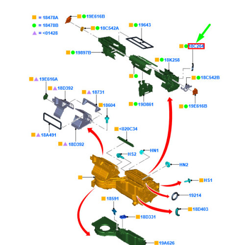 FORD RANGER T6 MK1 Heater Air Vent Duct Seal AB39-18C264-AA 1718121 NEW ...