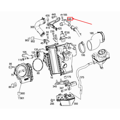 MERCEDES-BENZ E W213 Right Charge Air Cooler Return Line A1772030103 ...